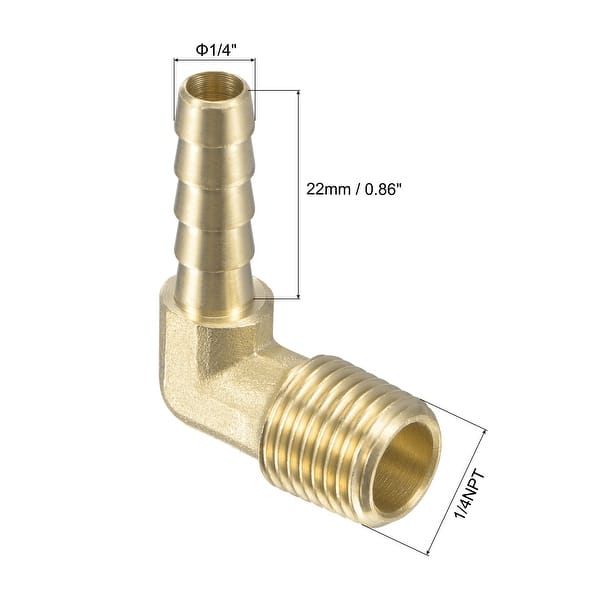 Brass Hose Barb Fitting Elbow 3/8"x1/4 NPT Male Thread Pipe Connector - Golden - Bed Bath ...